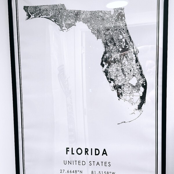 Florida United States Map Print Poster Canvas | Florida United States ...
