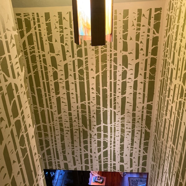 Birch Forest Wall Stencil - LARGE WALL STENCIL Instead of Wallpaper ...