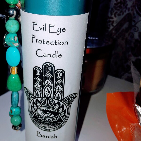 Evil Eye Candle, Protection From Evil Candle, Hamsa Candle, Ritual ...