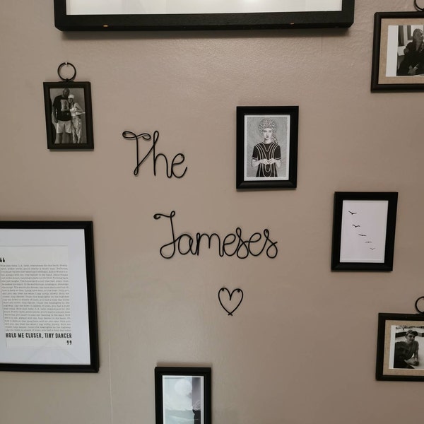 Wire Family Name Sign, Family Name Wall Artwire Typography, Wire Art ...