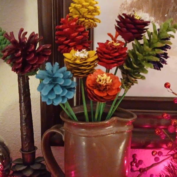 Fall is in the Air/one Dozen Pinecone Flowers/ Hand Made Pine Cone ...