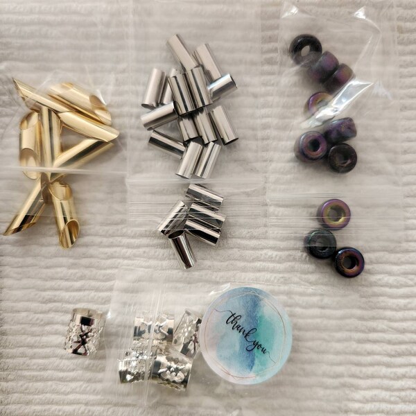 Set of 8 Gold Brass Loc Tubes, 6mm Hole, Sister Locs, Microlocs, Loc ...