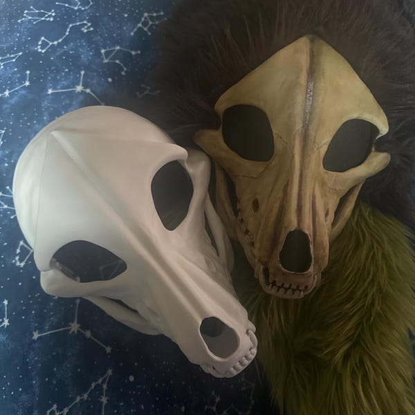 Toony Cat Feline Bone Skull Mask - Movable Moving Hinge Jaw- 3D Printed ...