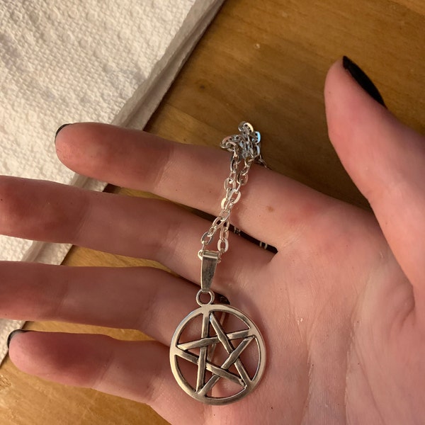 Pentagram Silver Necklace & Pendent | Emo Goth Cool Fashion Rock Tattoo ...