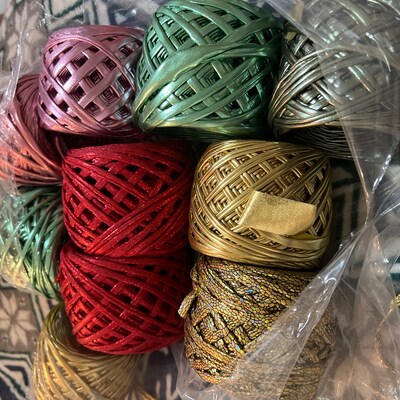 Metallic Raffia Yarn, Raffia Crochet Yarn,raffia Ribbon, Shiny Raffia ...