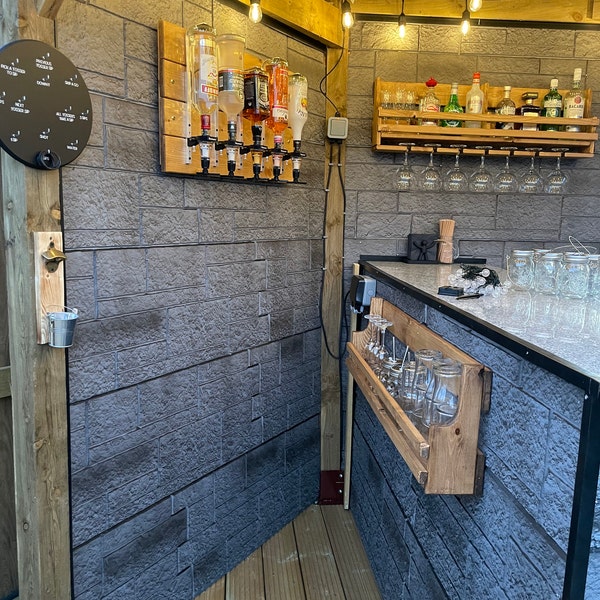 Home Bar - Reclaimed Wooden Drinks Optics Plaque - Spirit Display Unit ...