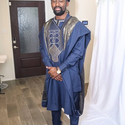 Navy Blue AGBADA, AGBADA for Men, African AGBADA, African Wedding Suit ...