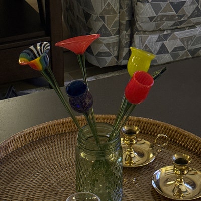 Flower One-hitter Smoking Pipe Heady Glass Pipe Flower Pipe for Girls ...