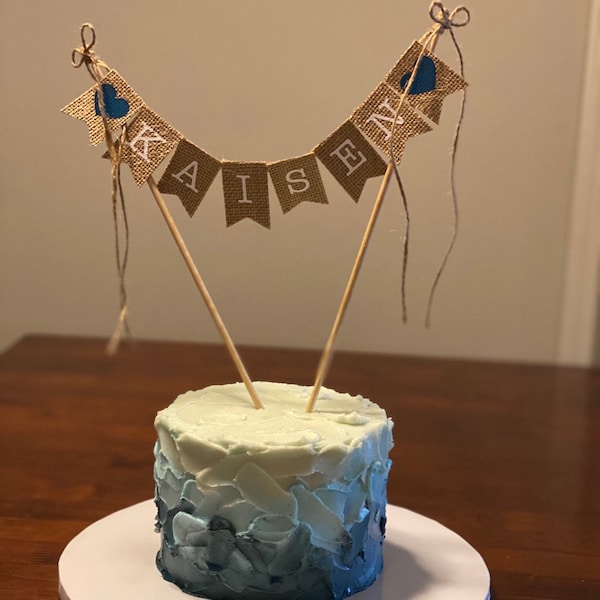 Custom Name Burlap Cake Banner Topper - Birthday Party Decor - Etsy