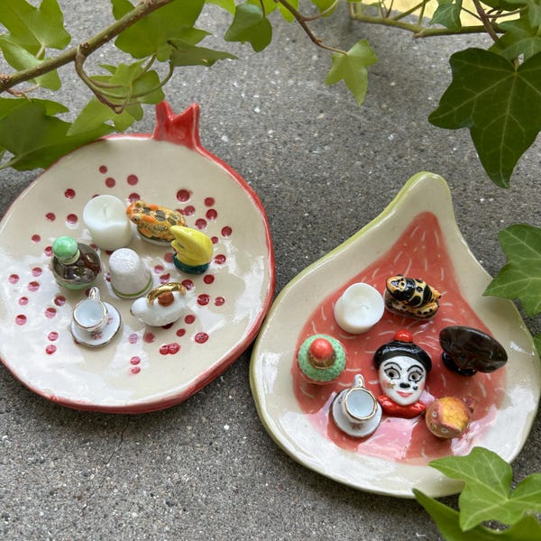 Handmade Clay / Ceramic Fruit Trinket Dish, Jewelry Tray - Fruit Tray ...
