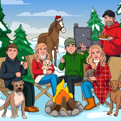 Custom Royal Pets Portrait, Group Fish Portrait, Gift for Fish Owner - Etsy