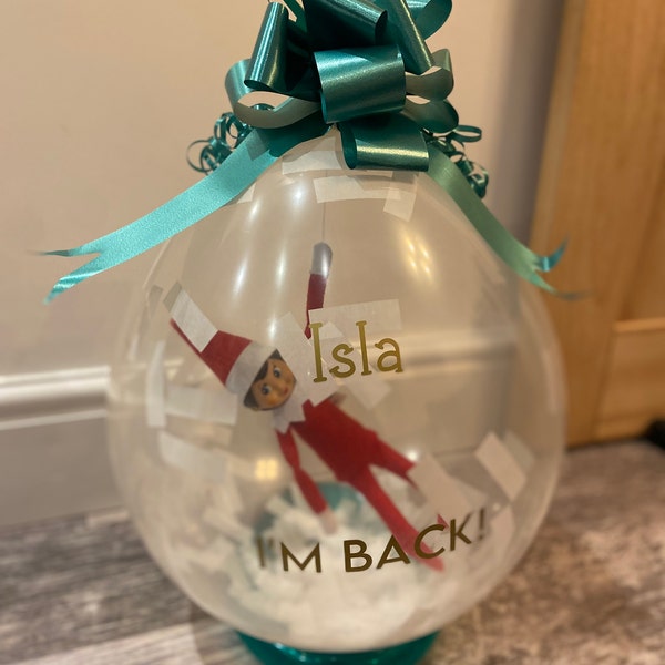 Personalised Elf Arrival Balloon DIY Balloon Kit POP ME Balloon Suprise ...