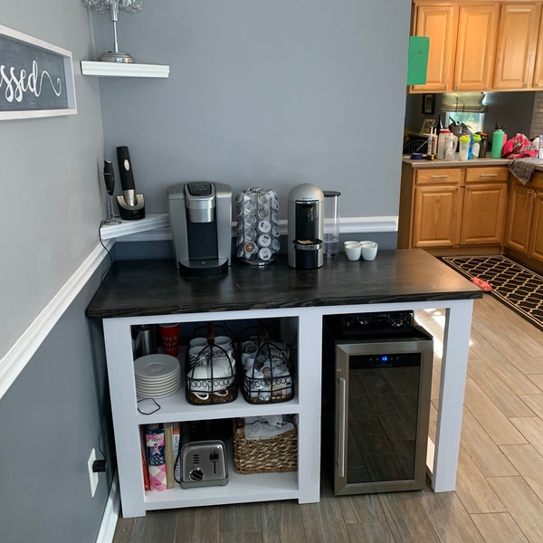 Rustic Farmhouse Coffee Bar With Mini Fridge Space - Etsy