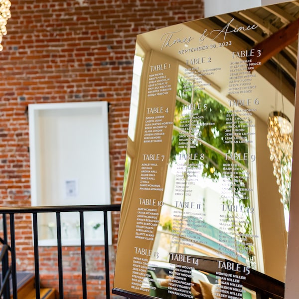 Gold Mirror Seating Chart - Acrylic Seating Plan - Wedding Seating ...