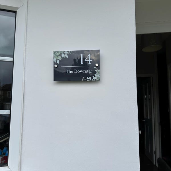 Custom Signs Modern Anthracite Grey House Door Number Plaque 20cm X ...