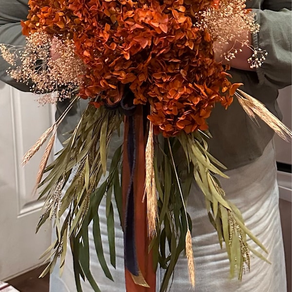 Burnt Orange Preserved Hydrangeas | Dried Hydrangea | Orange Flower ...