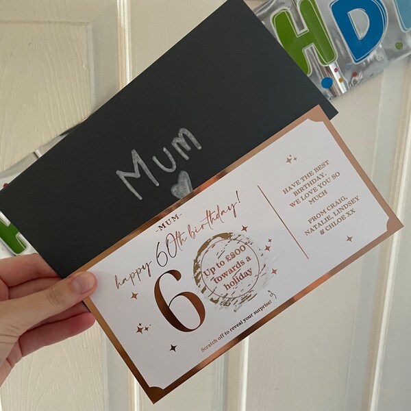 60th Birthday Surprise Reveal, Golden Ticket, Birthday Scratch Card ...