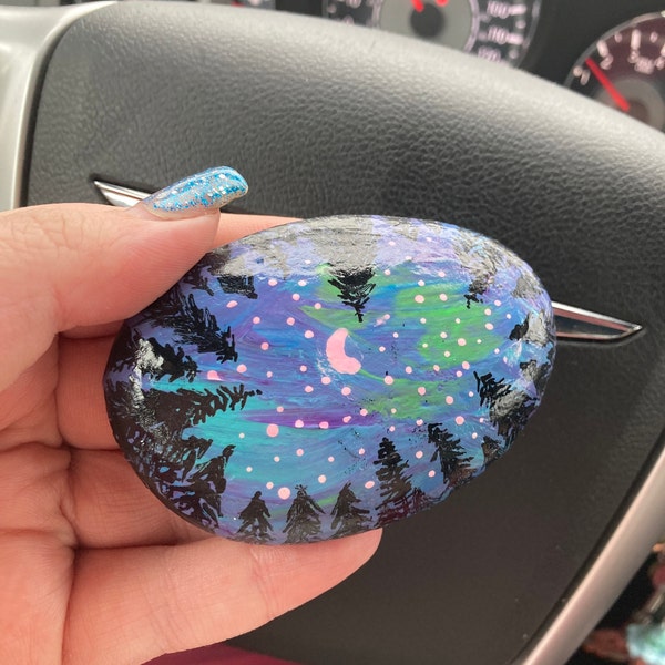 Hand Painted Floral Stones, Flower Gardens, Small Garden Stone, 2 Inch ...