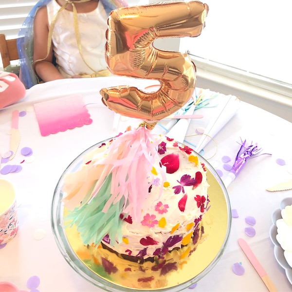 Number Balloon Cake Topper - Gold Silver Foil 7 Inch Mylar Balloon ...