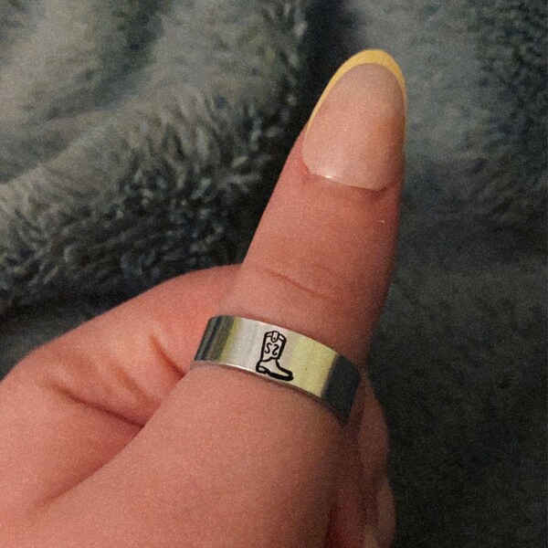 Cowboy Boot Hand Stamped Ring - Etsy
