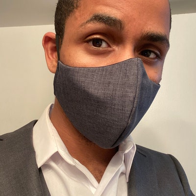 Men's Adjustable Charcoal Gray Suit Mask Reversible - Etsy