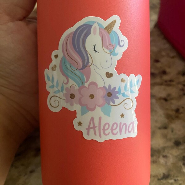 Personalized Unicorn Sticker, Laptop Sticker, Custom Water Bottle ...