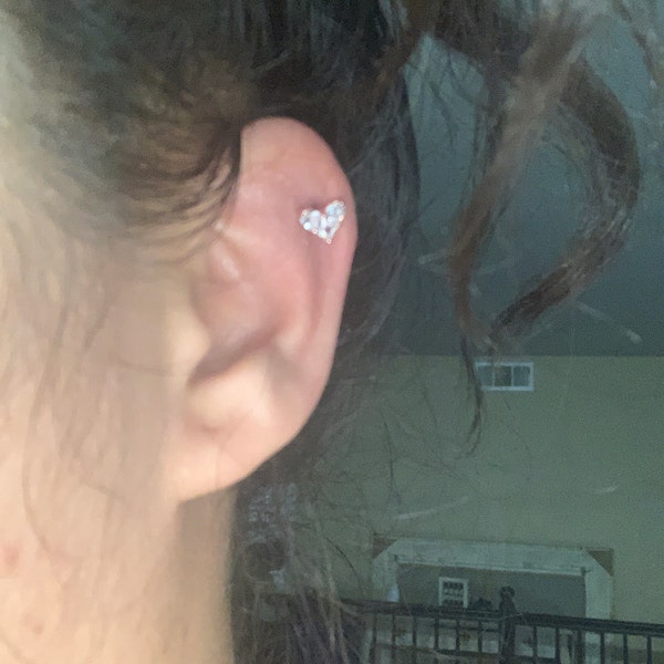 18g Heart Conch Earring • Threadless Tragus Push Pin Piercing • Love ...