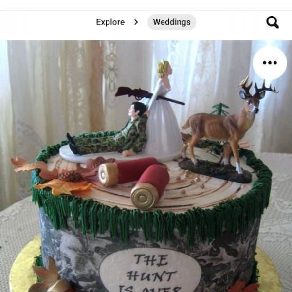 Wedding Reception Party Camo Deer Dark Hair Couple Hunting Hunter Cake ...