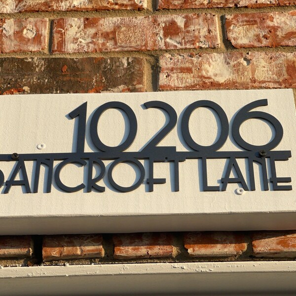 Mid Century Modern Metal House Number Sign Address Sign With Street ...