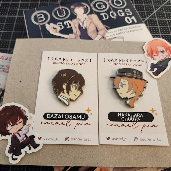 Bungou Stray Dogs Soukoku Enamel Pins Dazai and Chuuya - Etsy