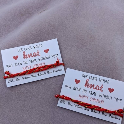 End of School Year Gifts for Kids PRINTABLE Friendship Bracelet Knot ...