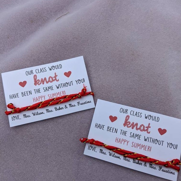 End of School Year Gifts for Kids PRINTABLE Friendship Bracelet Knot ...