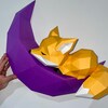 Fox Moon Papercraft PDF, SVG Template for Creating 3D Fox From Paper ...