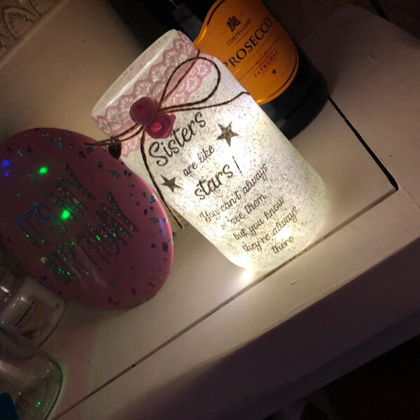 Personalised Keepsake, Pink Light up Fairy Jar, Decoupaged Light up ...
