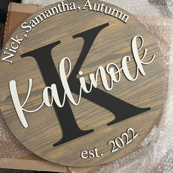 Last Name Monogram Sign, Family Name Sign, Wedding Gift, Anniversary ...