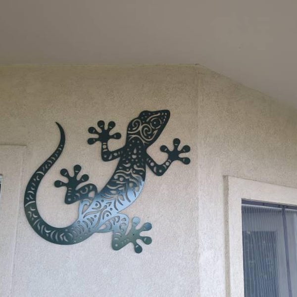 Gecko Metal Wall Art, Lizzard Metal Wall Decor, Garden Wall Decor ...