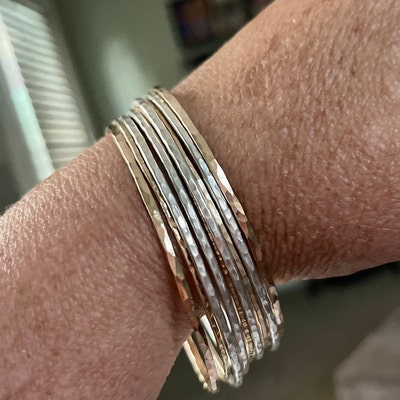 Classic 14k Gold Filled Hammered Bangle, Textured Bangle, Gold Bangle ...