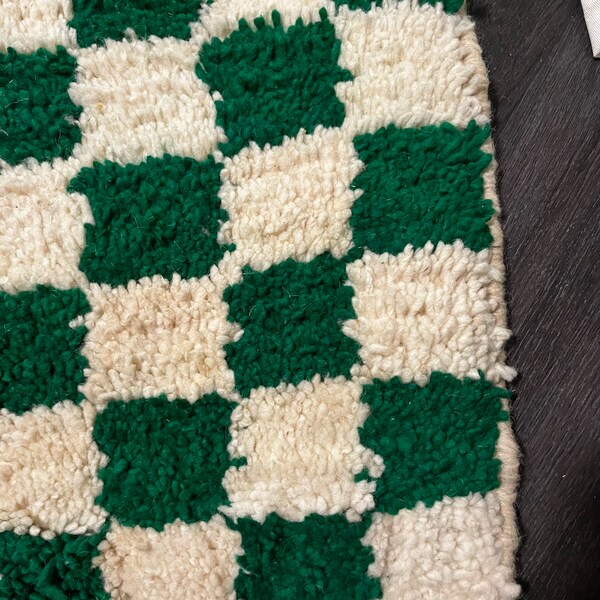 Soft GREEN WOOL Living Room ,berber Grid Pattern Rug ,stunning Moroccan ...