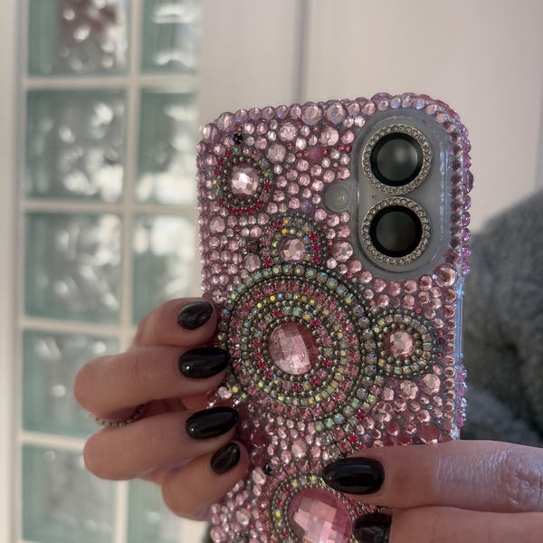 Rhinestone PHONE CASE. Pink BLING Phone Case. Rhinestone Jewelled ...