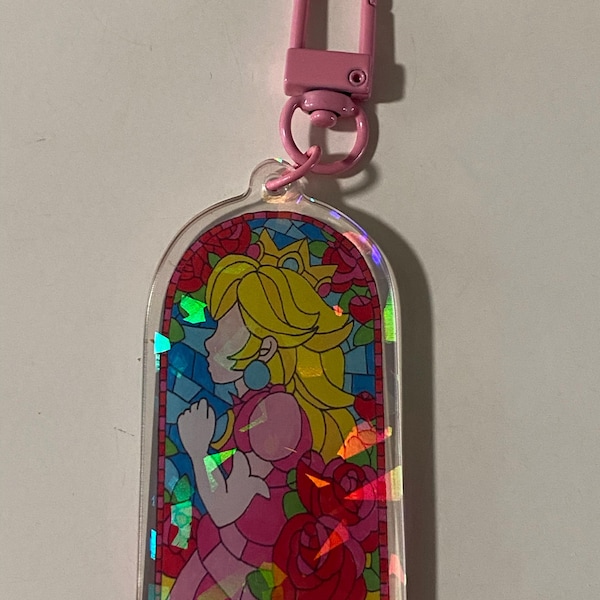 Princess Peach Stained Glass Window Holographic Sticker - Etsy