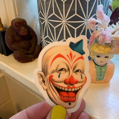 Creepy Clown Sticker / Circus Clown / Vinyl Sticker / Vintage Image ...