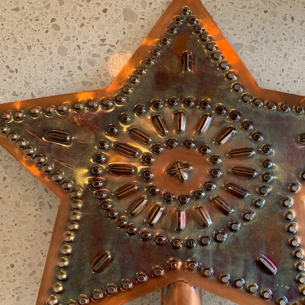 Hand-cut Copper Star Tree Topper 9 Inch: Rustic Wagon Wheel Design - Etsy
