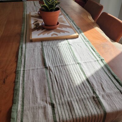 French Style Linen Table Runner, Striped Linen Table Runner ...