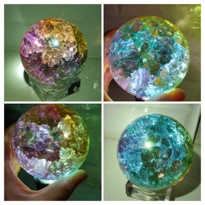 Pink Carnation Resin Sphere With Light Base Handmade Resin Craft With ...