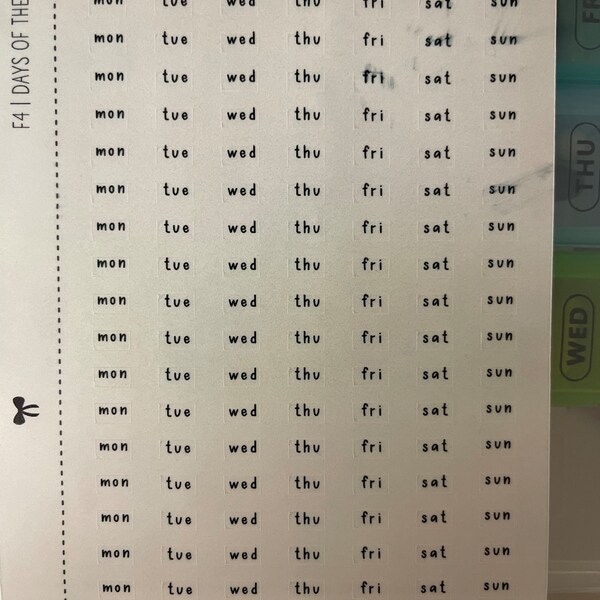 F1 Micro Days of the Week Abbreviated Transparent Micro Stickers ...