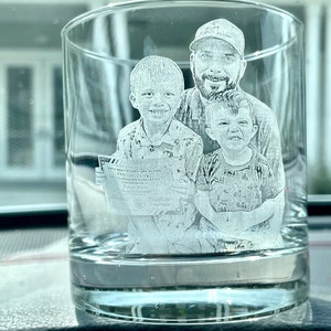 Etched Picture Rocks Glass Father's Day, Dad Gifts, Personalized ...