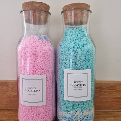 White Minimalist Laundry Labels Washing Powder Scent Boosters Home ...