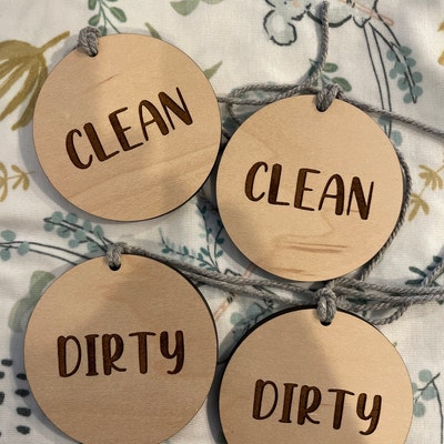 Custom Wooden Laundry Basket Labels // Dirty Clean Laundry - Etsy
