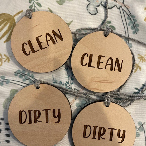 Custom Wooden Laundry Basket Labels // Dirty Clean Laundry Labels ...