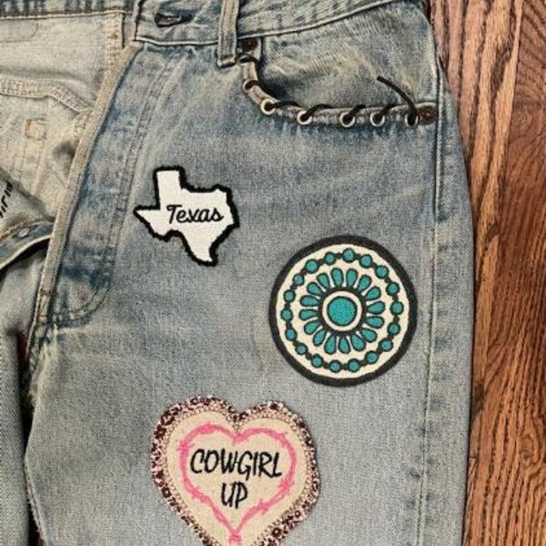 BOHO FLOWER Fabric Patchwork PATCH, Orange Boho Hippy Patches, Handmade ...